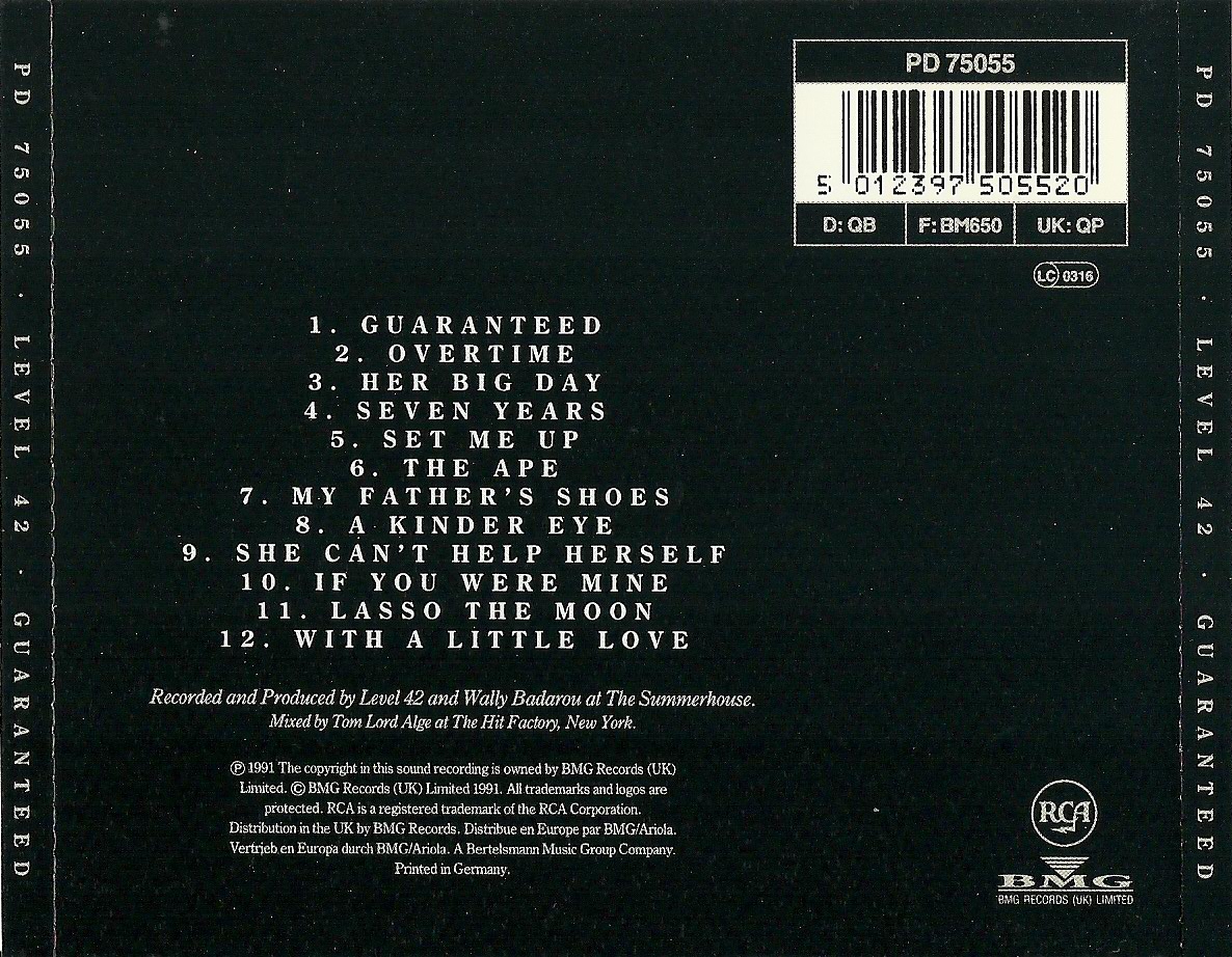 Level 42 Guaranteed : Back | CD Covers | Cover Century | Over 1.000.000 ...
